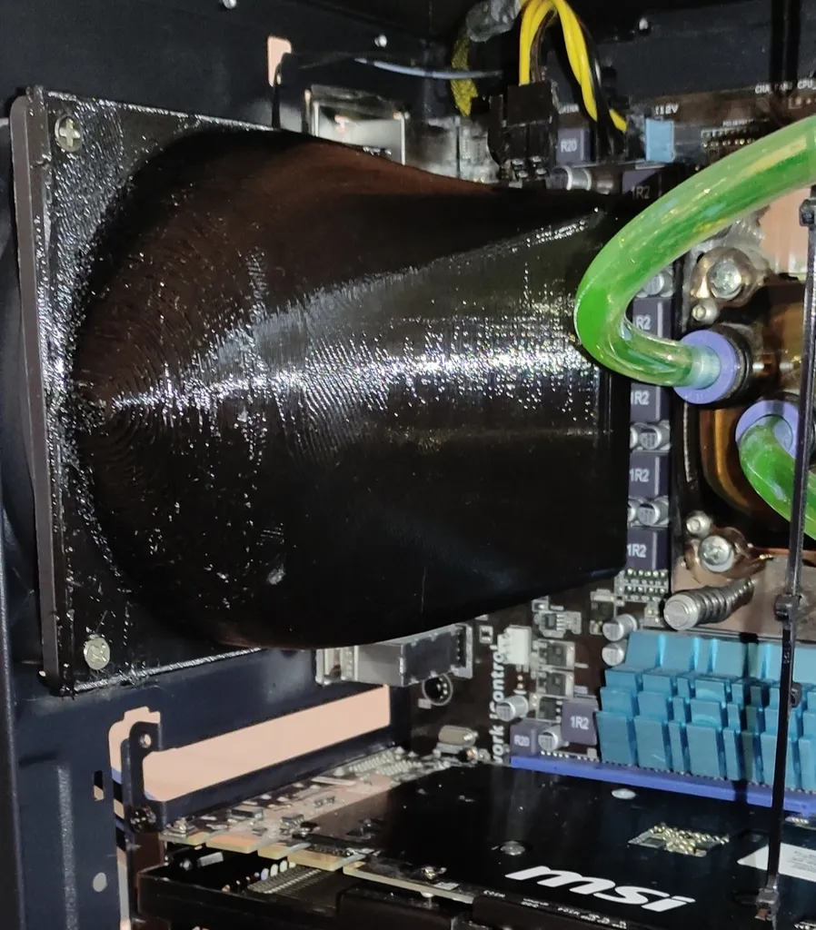 Motherboard 120mm fan VRM Cooling Scoop - Free 3D Print Model - MakerWorld