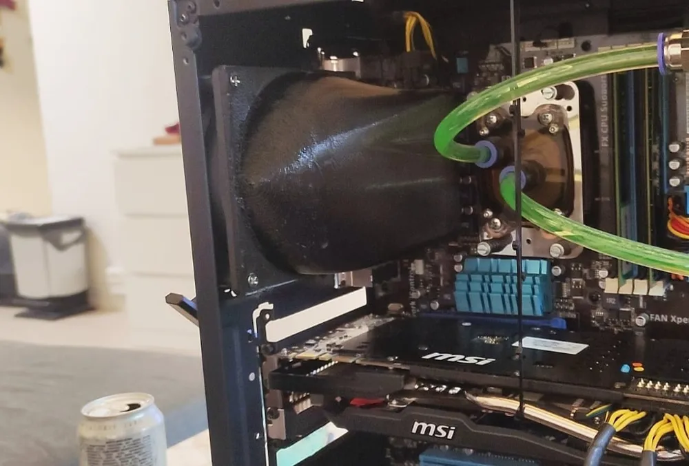 Motherboard 120mm fan VRM Cooling Scoop - Free 3D Print Model - MakerWorld