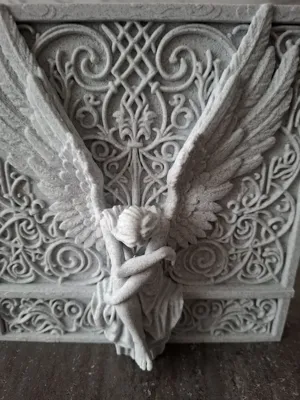 Sorrowful Angel - Relief Sculpture - Free 3D Print Model - MakerWorld