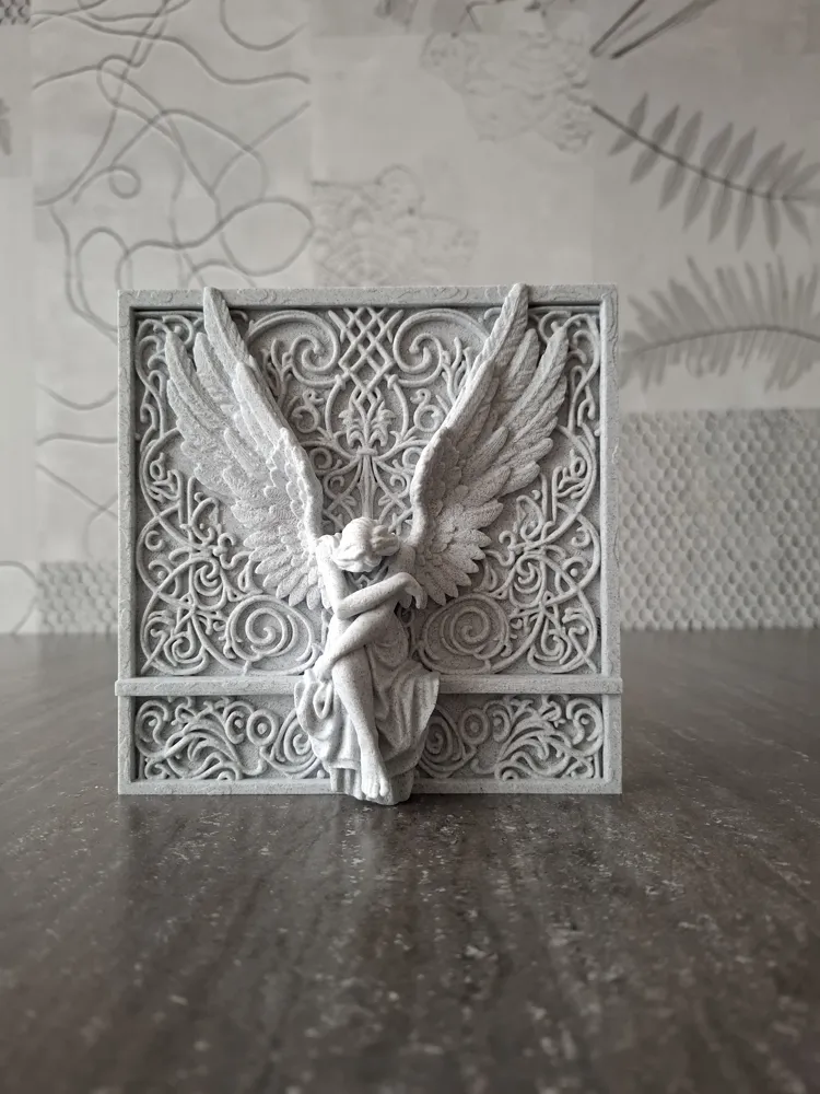Sorrowful Angel - Relief Sculpture - Free 3D Print Model - MakerWorld