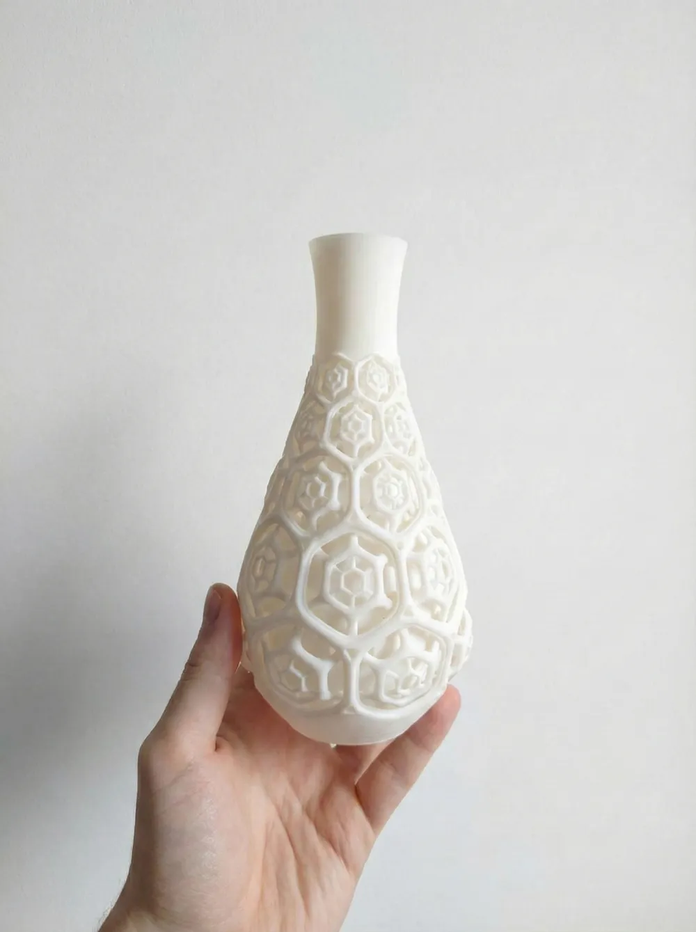Pristine White Interlocking Brocade Vase — Intricate Layered ...