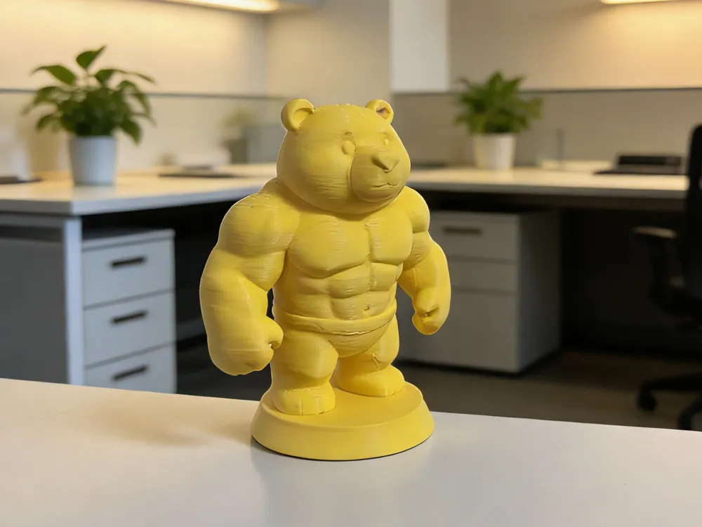 Un adorable petit ours de dessin animé, une figurine de bureau d'ours ...