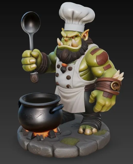 Titan Ork Head Chef - Free 3D Print Model - MakerWorld