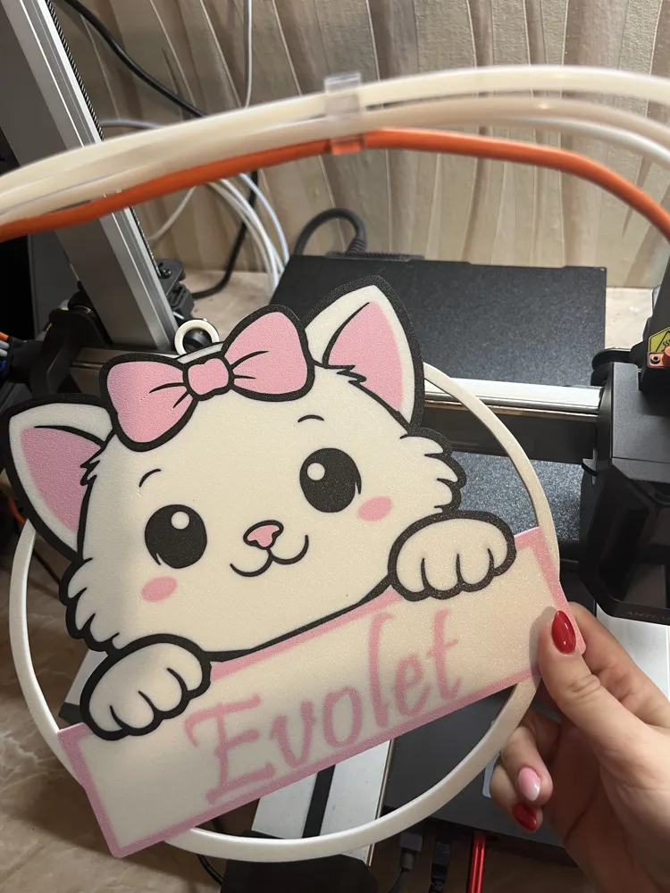 Personalized Cute Cat Door Sign - Free 3D Print Model - MakerWorld