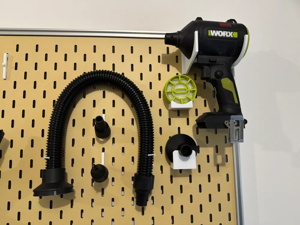 Pegboard tool holder plan for Worx dust gun storage - Free 3D Print ...