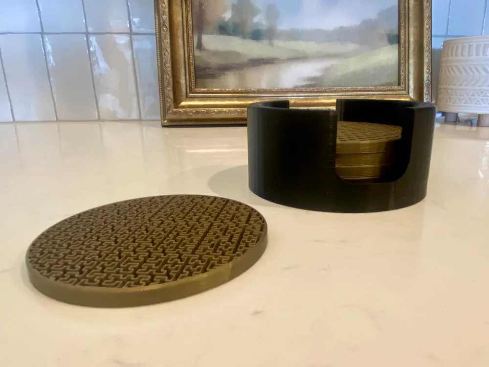 minimalistic infill coasters with holder - Free 3D Print Model - MakerWorld