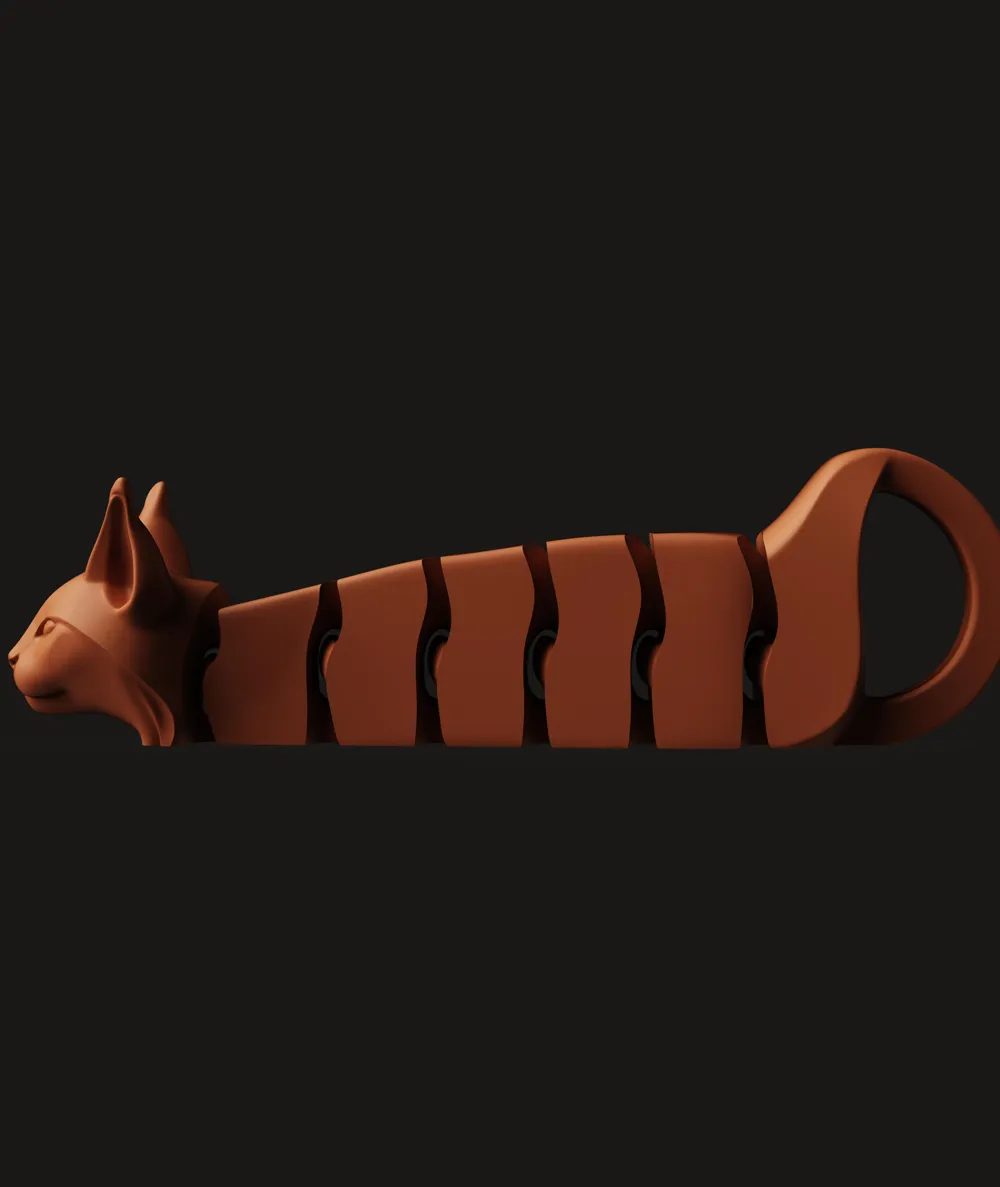 Articulated Cat Keychain | Flexible Fidget Kitty - Free 3D Print Model ...