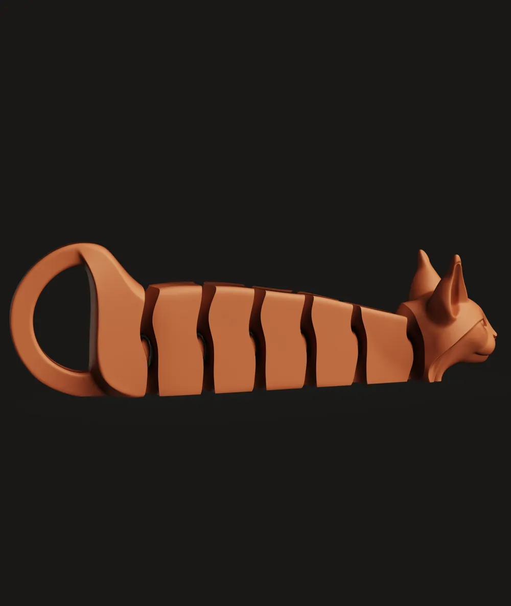 Articulated Cat Keychain | Flexible Fidget Kitty - Free 3D Print Model ...