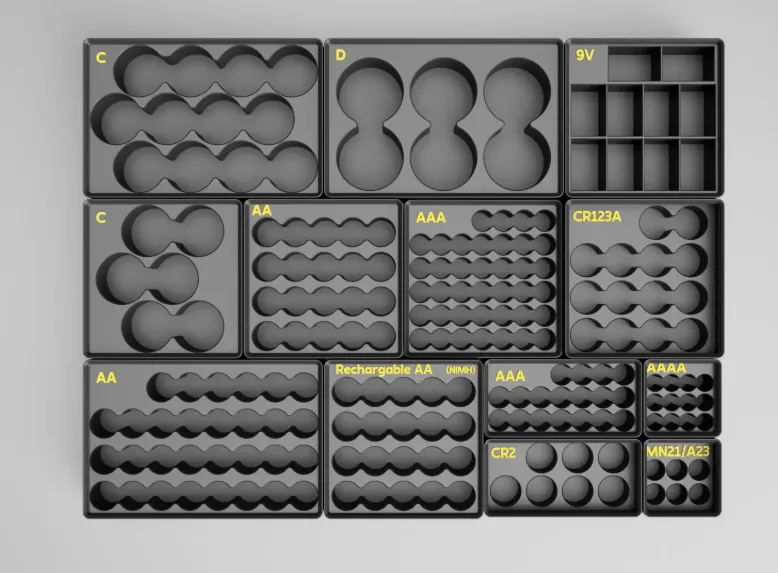 Gridfinity Stackable Battery Storage - Free 3D Print Model - MakerWorld