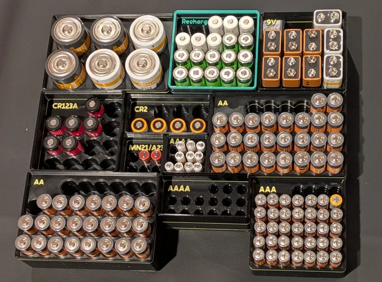 Gridfinity Stackable Battery Storage - Free 3D Print Model - MakerWorld
