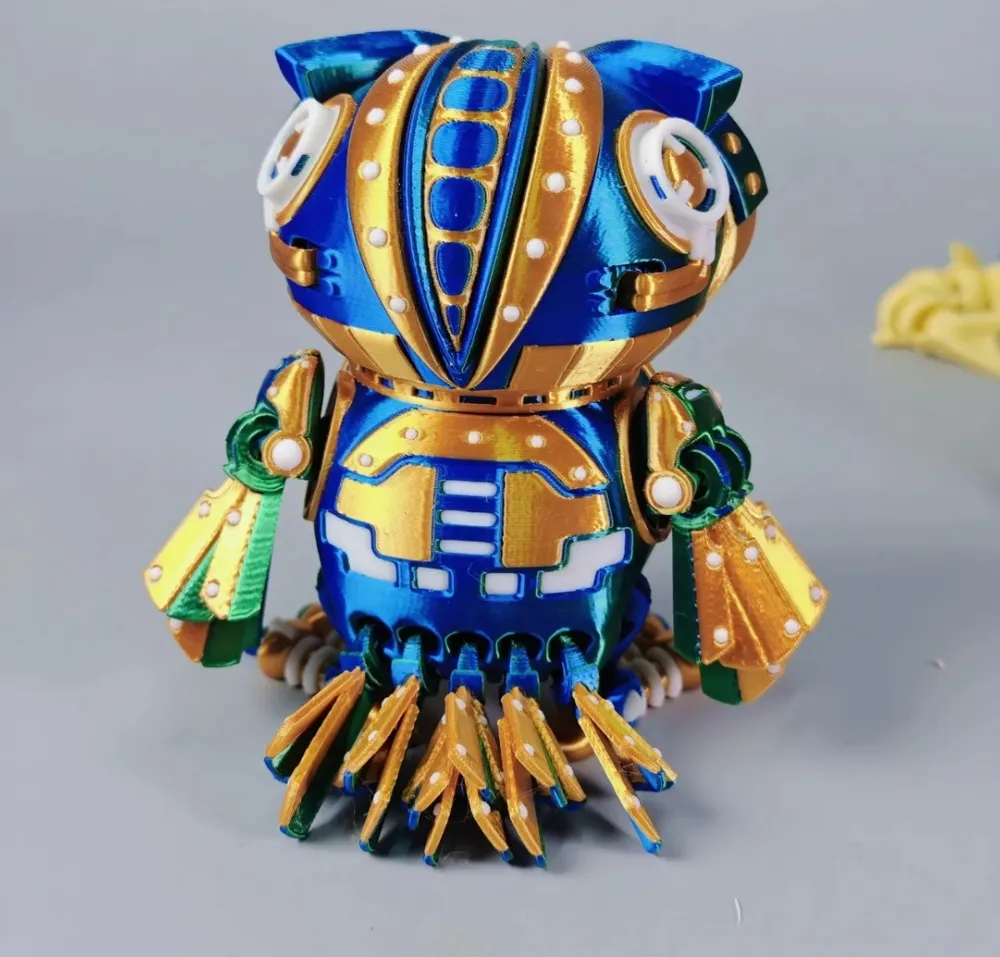 Mechanical Owl Articulated Single Color Multi-Color Single Plate Print ...