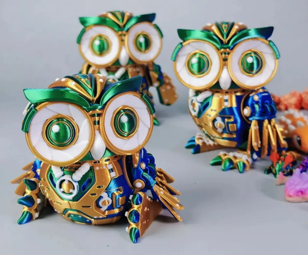 Mechanical Owl Articulated Single Color Multi-Color Single Plate Print ...