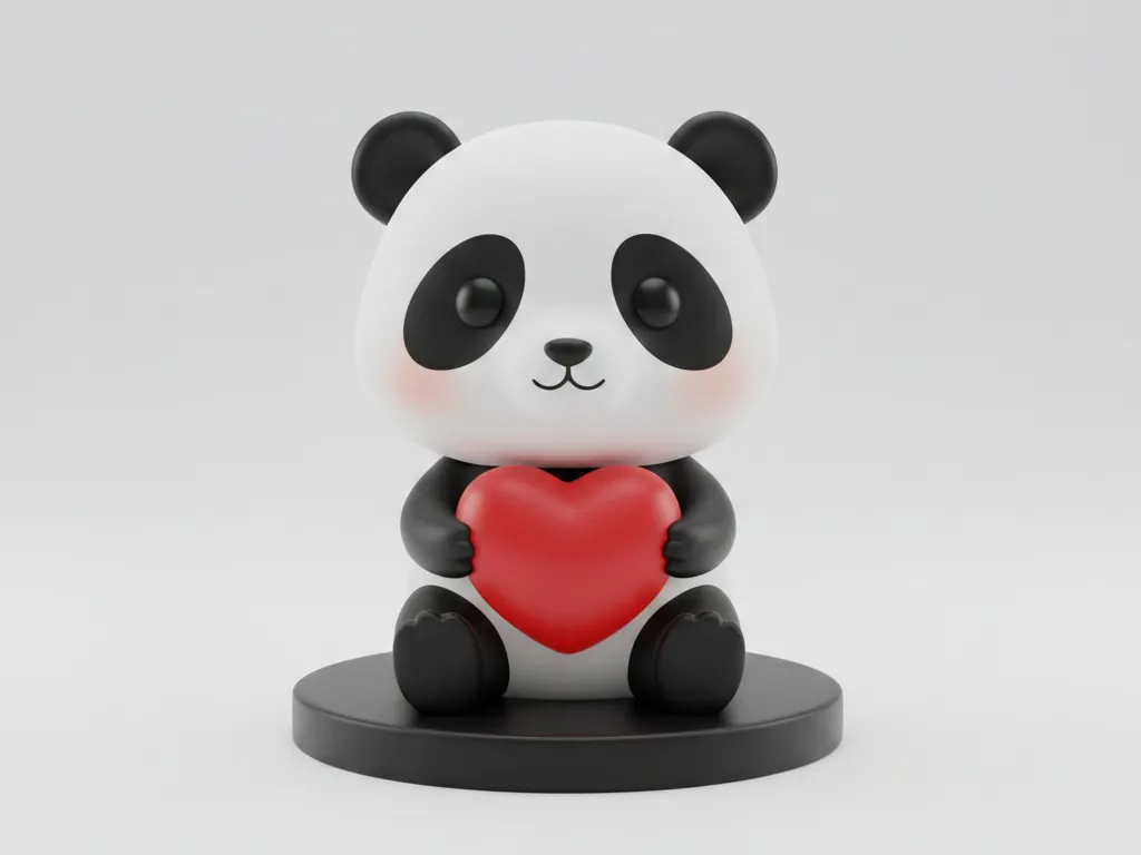 Chibi Panda Love - Valentine's Day - Free 3D Print Model - MakerWorld