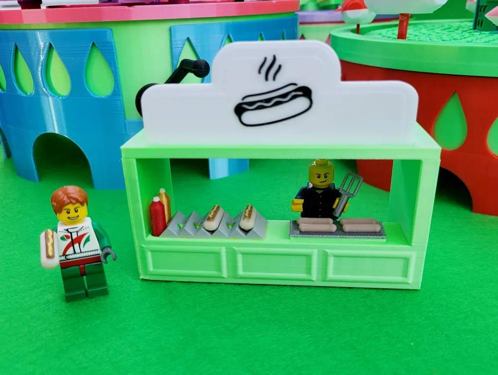 Hotdog stall for mini brick figure fun fair - Free 3D Print Model ...