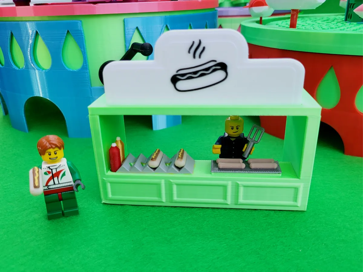 Hotdog stall for mini brick figure fun fair - Free 3D Print Model ...