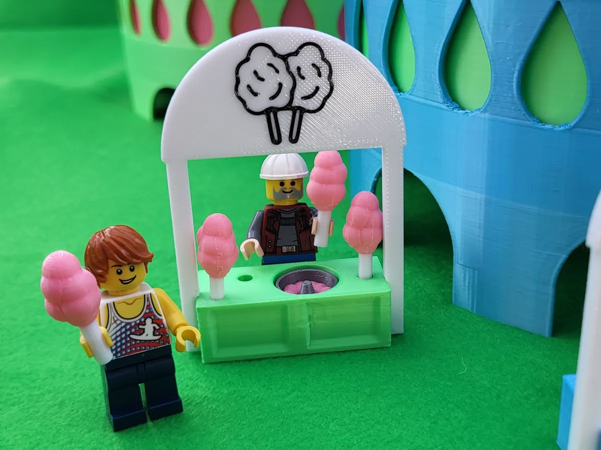 candy floss stall for mini brick figure fun fair - Free 3D Print Model ...