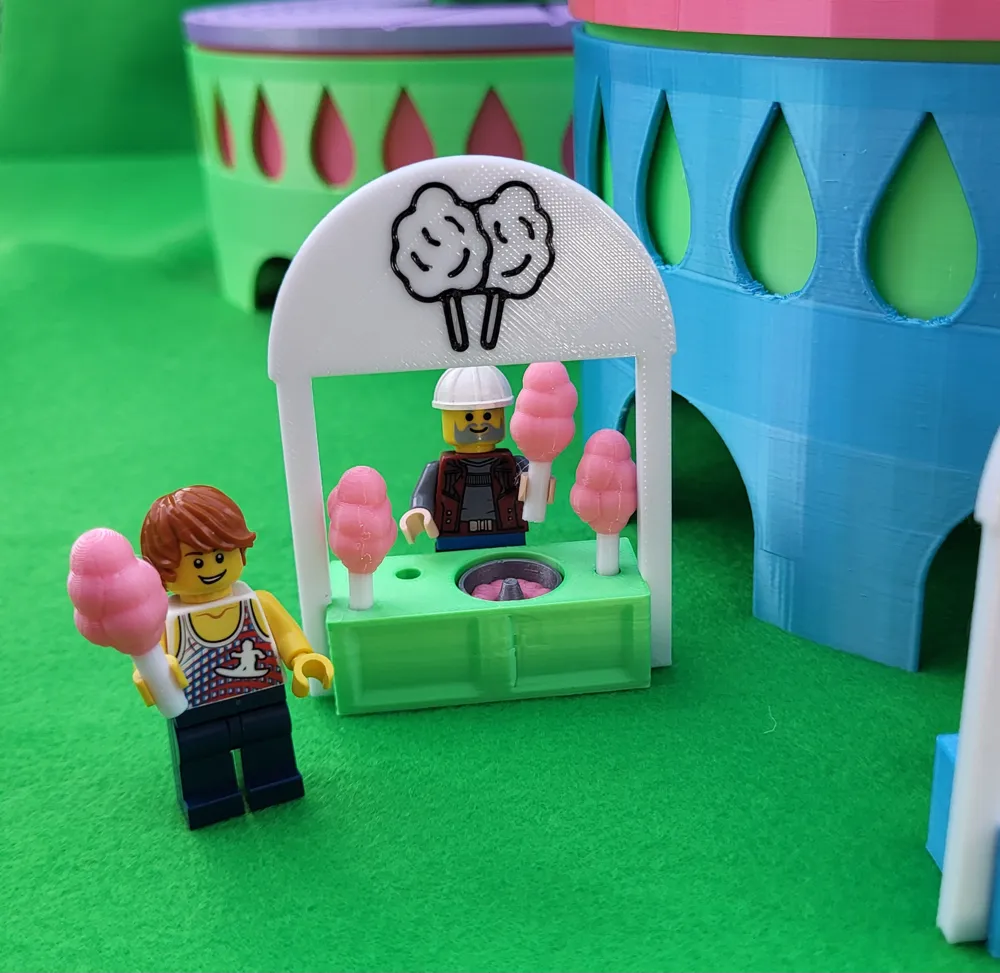 candy floss stall for mini brick figure fun fair - Free 3D Print Model ...