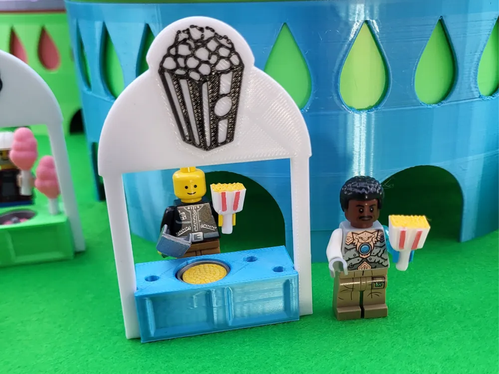 popcorn stall for mini brick figure fun fair - Free 3D Print Model ...
