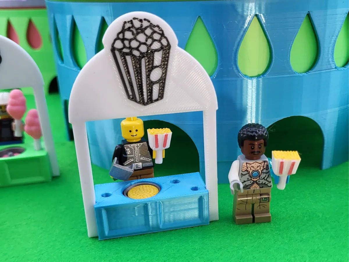 popcorn stall for mini brick figure fun fair - Free 3D Print Model ...