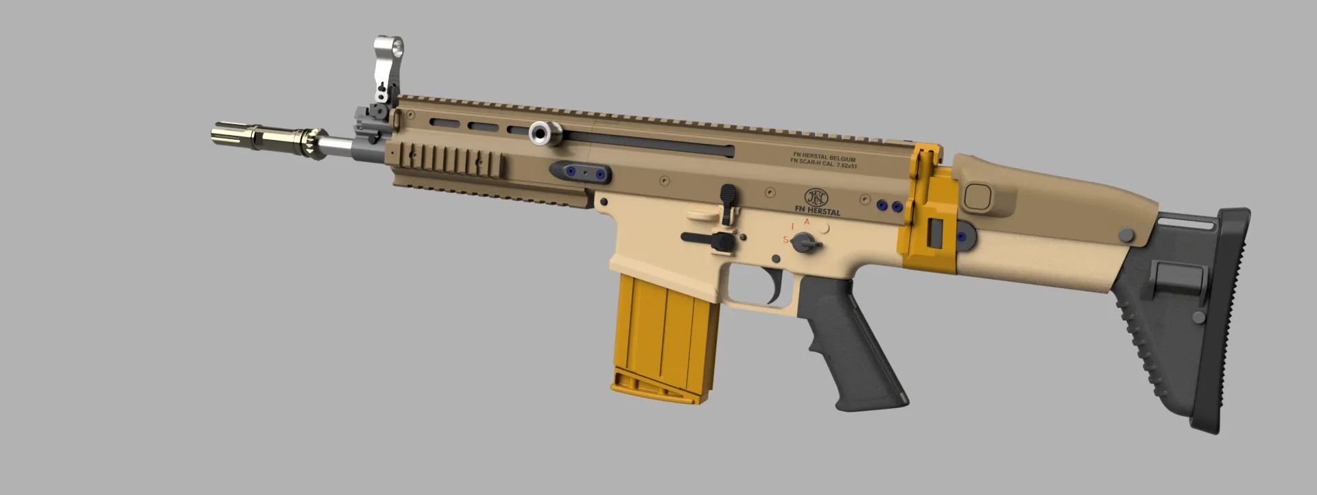 FN SCAR -H MK17 CQC Battle Assault Rifle Carbine - Free 3D Print Model ...