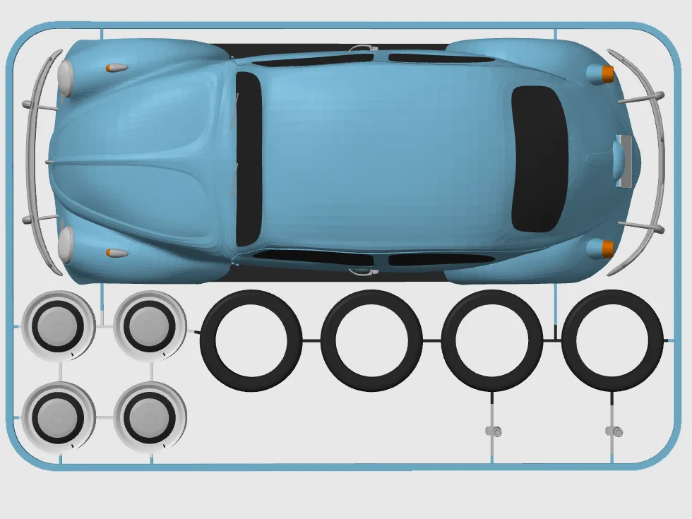 VW Beetle Käfer Kit Card (1:24 scale) - Free 3D Print Model - MakerWorld