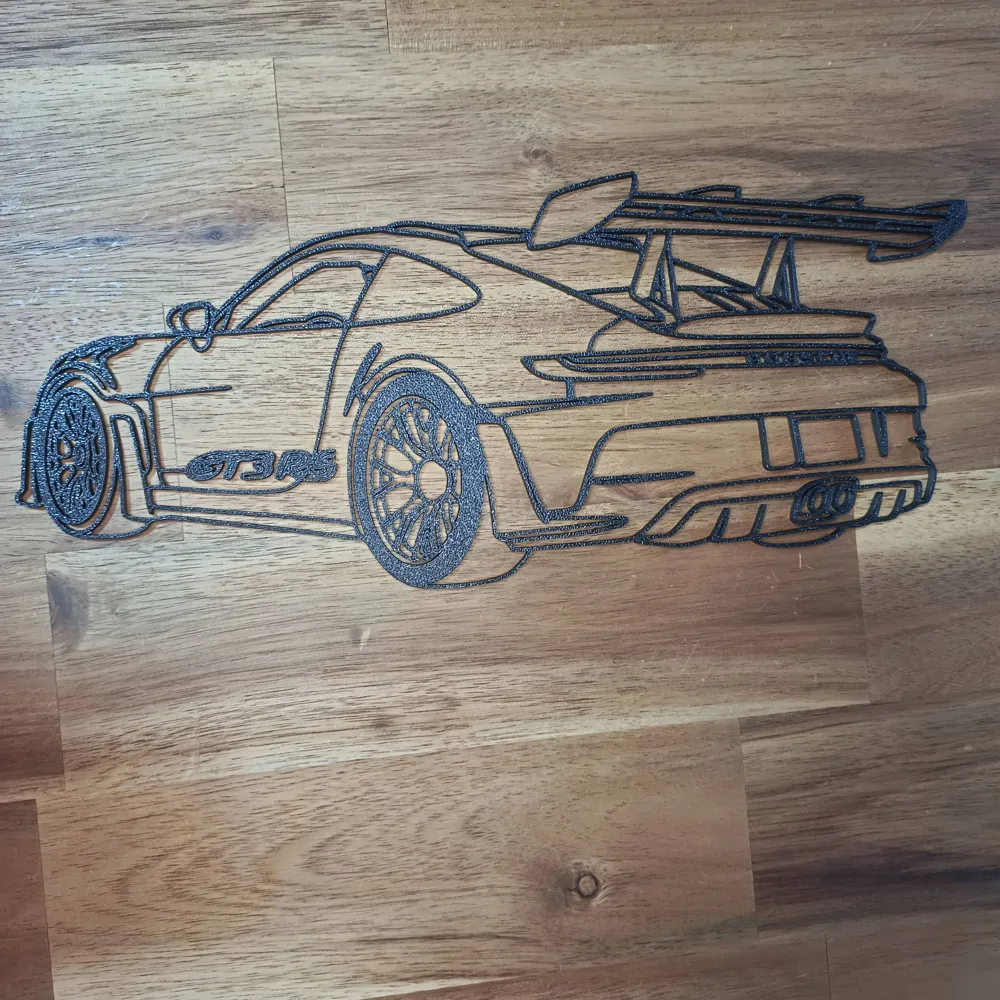 3Dプリント ポルシェ 911 GT3 RS ウォールアート - 992 スーパーカー - 無料3Dモデル -MakerWorld