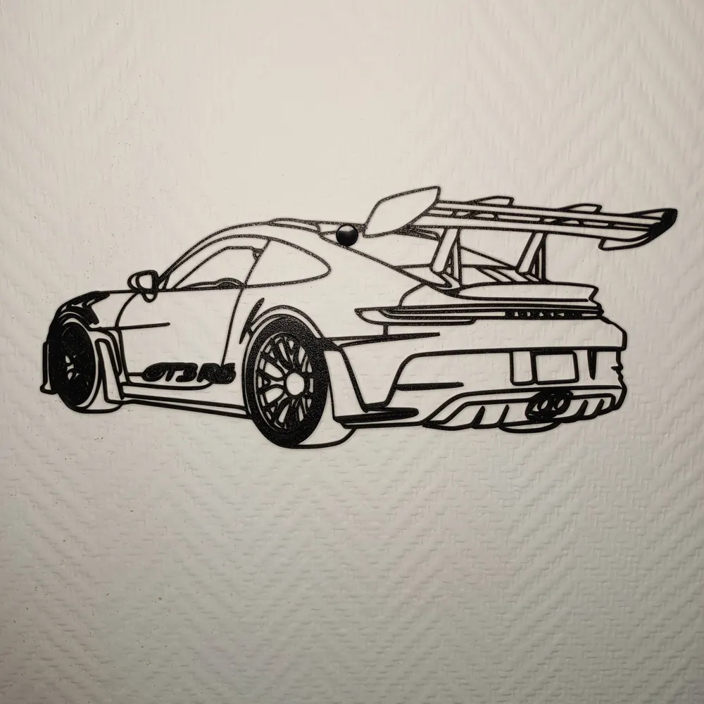 3Dプリント ポルシェ 911 GT3 RS ウォールアート - 992 スーパーカー - 無料3Dモデル -MakerWorld