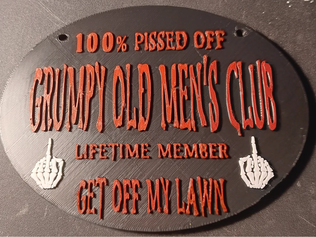Grumpy old men's club sign - Free 3D Print Model - MakerWorld