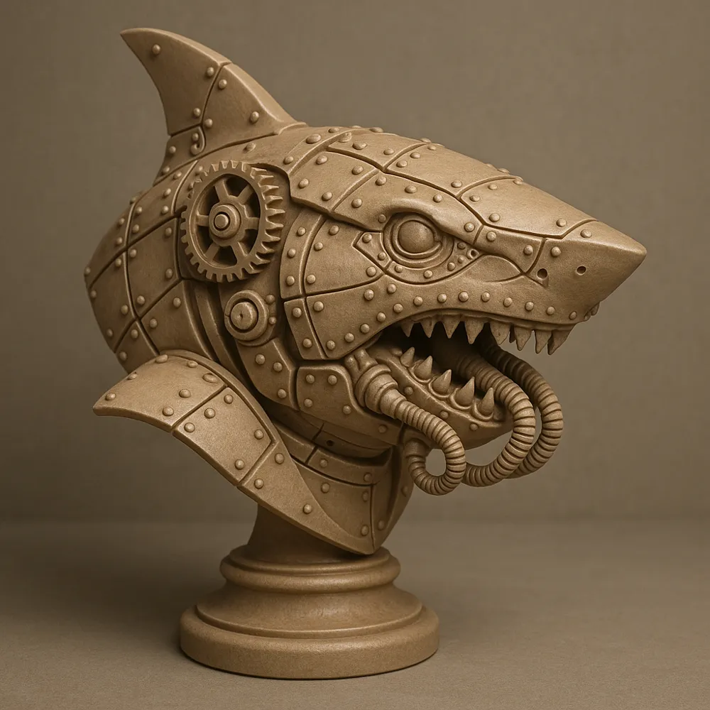 Steampunk Shark Bust - Free 3D Print Model - MakerWorld