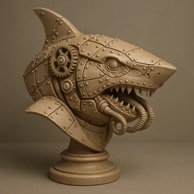 Steampunk Shark Bust - Free 3D Print Model - MakerWorld