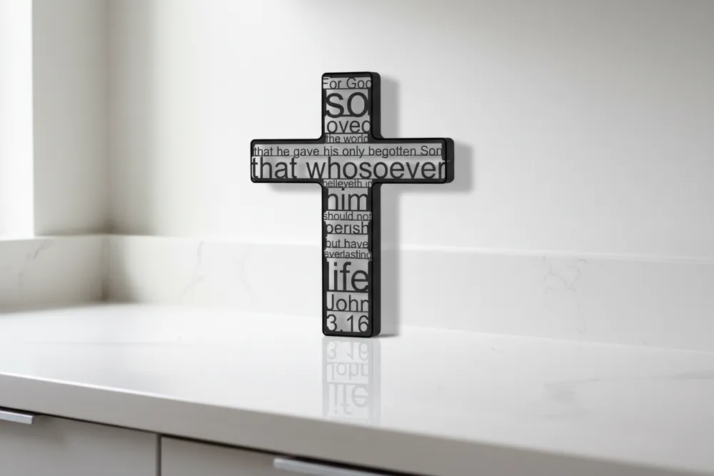 Cross, bible verse, John 3.16 - Free 3D Print Model - MakerWorld