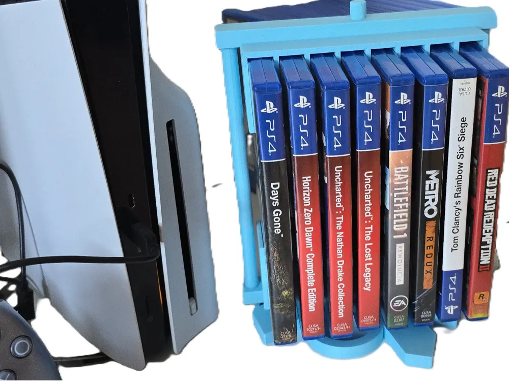 PS4 PS5 game stand for 16 discs - Free 3D Print Model - MakerWorld