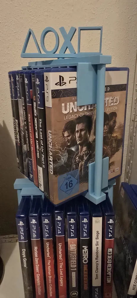 PS4 PS5 game stand for 16 discs - Free 3D Print Model - MakerWorld