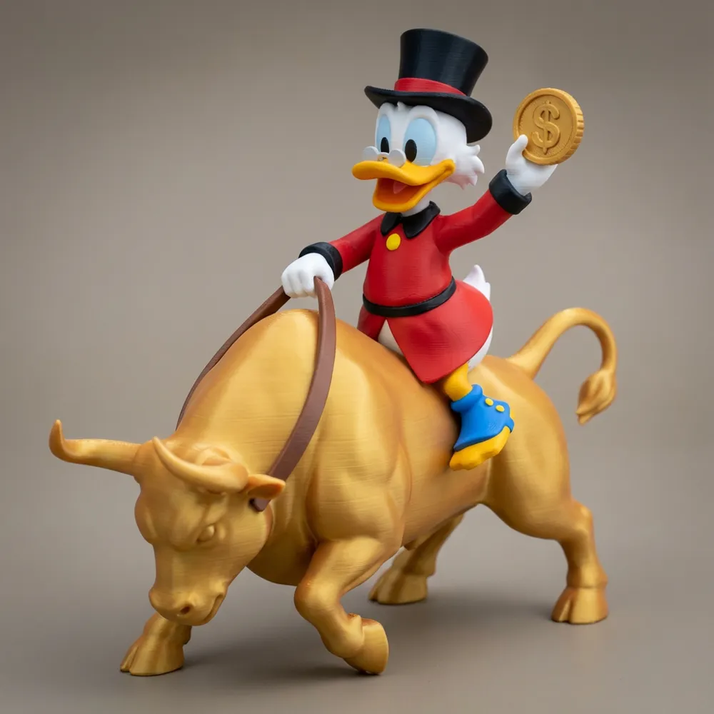 Rich Duck Investor on Bull - Free 3D Print Model - MakerWorld