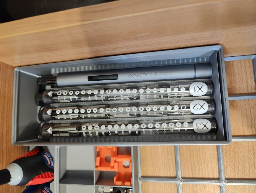 Gridfinity Xiaomi Wowstick Screwdriver Set Caddy - Free 3D Print Model ...