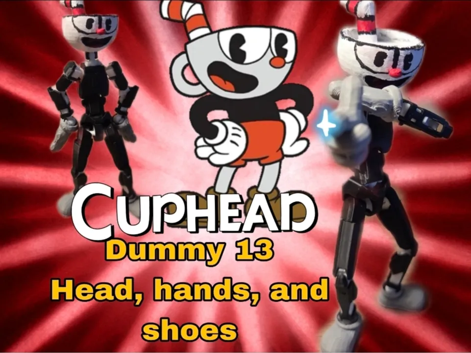 Tête + mains + chaussures de Cuphead Dummy 13 - Modèle d'Impression 3D ...