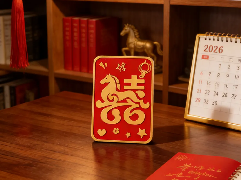 Glückliches Jahr des Pferdes – Desktop-Ornament, festlicher Neujahrs ...