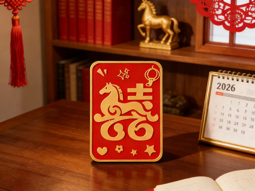 Glückliches Jahr des Pferdes – Desktop-Ornament, festlicher Neujahrs ...