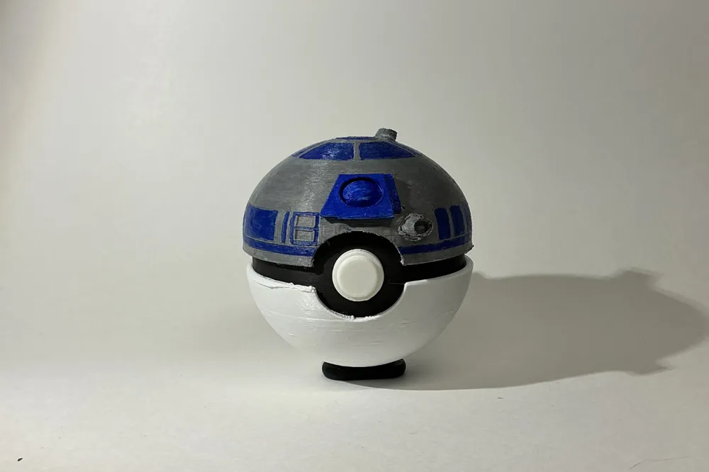 R2-D2 Style Poké Ball – 4 Piece Display Model - Free 3D Print Model ...