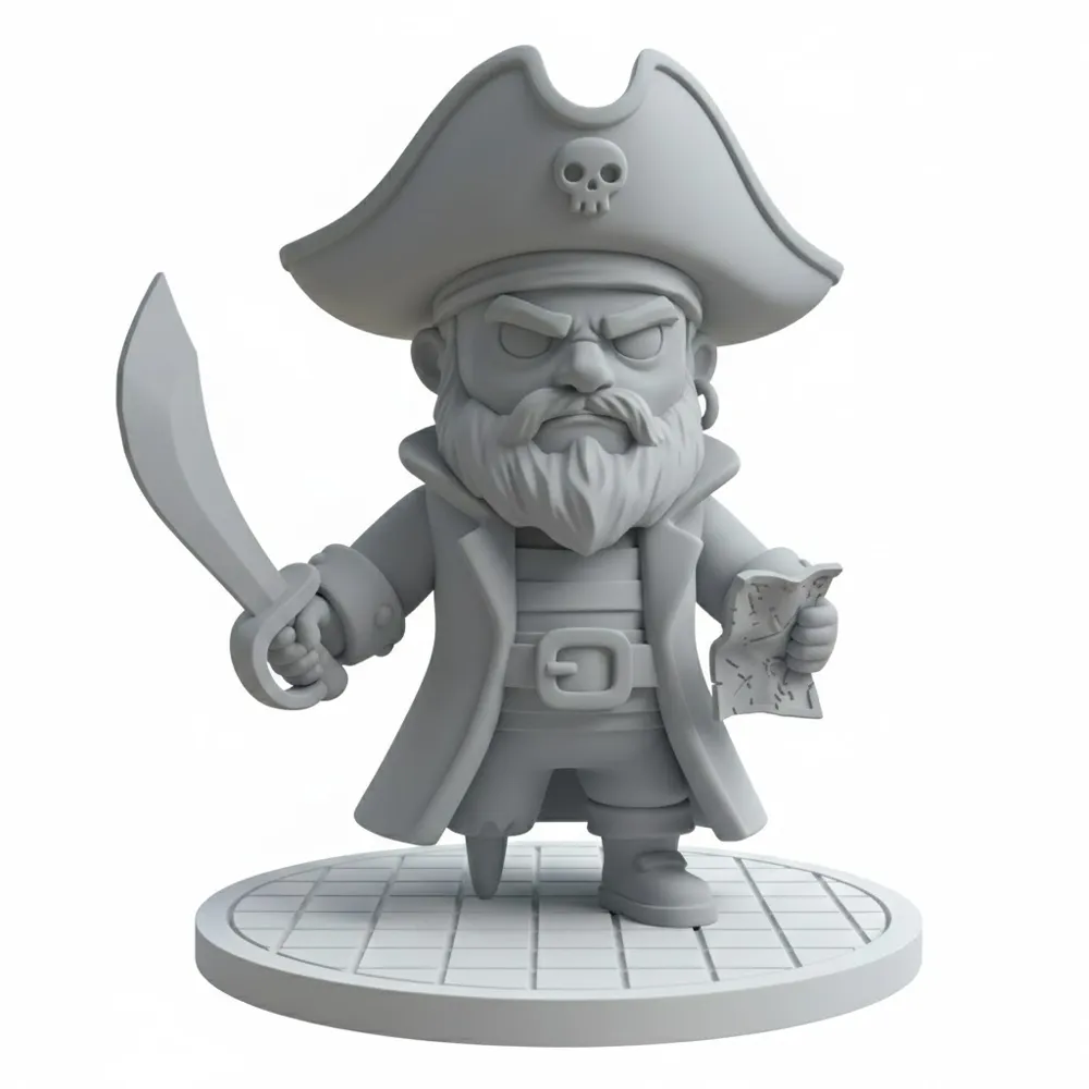Treasure Map Chibi Pirate Figurine - Free 3D Print Model - MakerWorld
