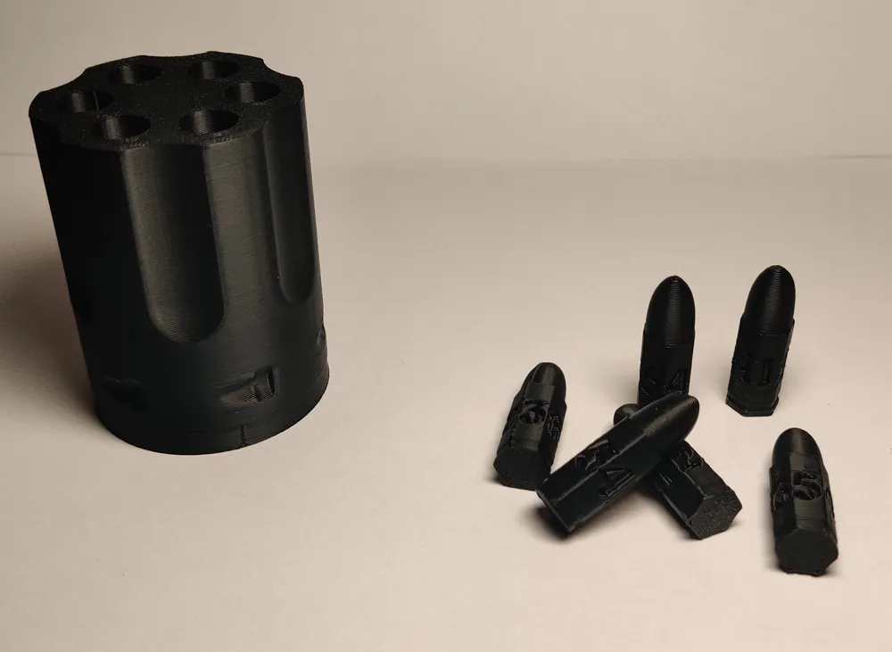 Bullet Dice and Storing "Revolver" Cylinder - Free 3D Print Model ...