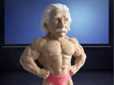 Muscular Albert Einstein – Funny Bodybuilder - Free 3D Print Model ...