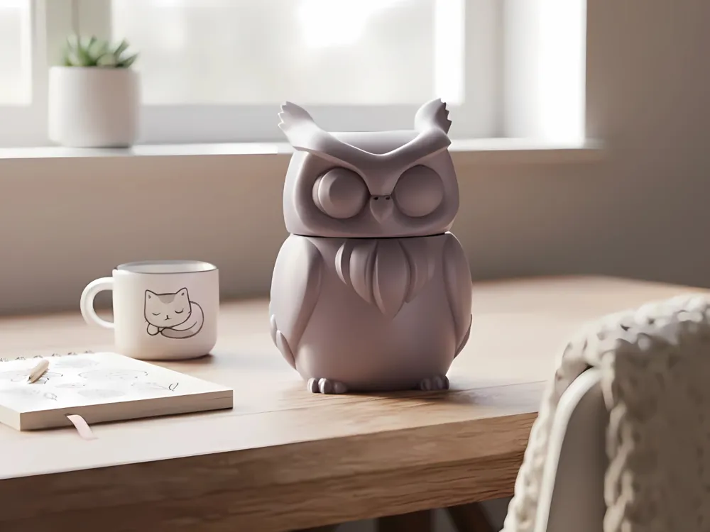 Winter Owl Jar- print in place- free supports - Free 3D Print Model ...