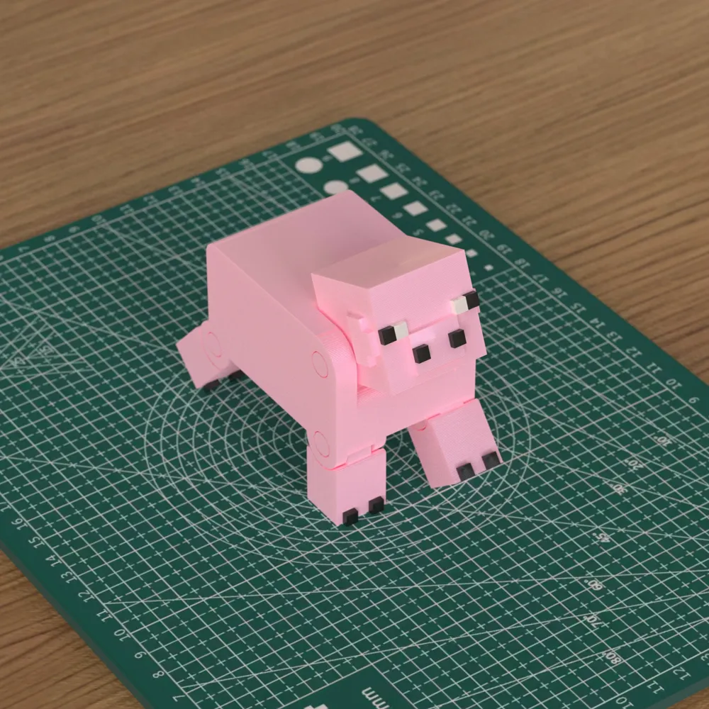 Articulated Minecraft Block Pig Head Toy Figurine - Free 3D Print Model ...