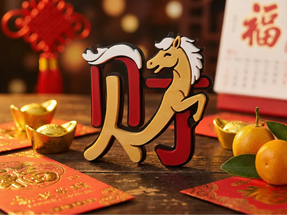 [Get Rich Immediately] Year of the Horse 'Cai' Character Refrigerator ...