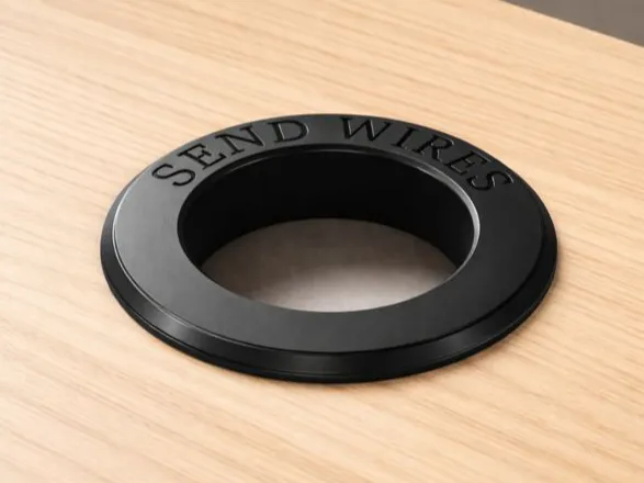 Desk Cable Grommet with Engraved Text" Send wires" - Free 3D Print ...