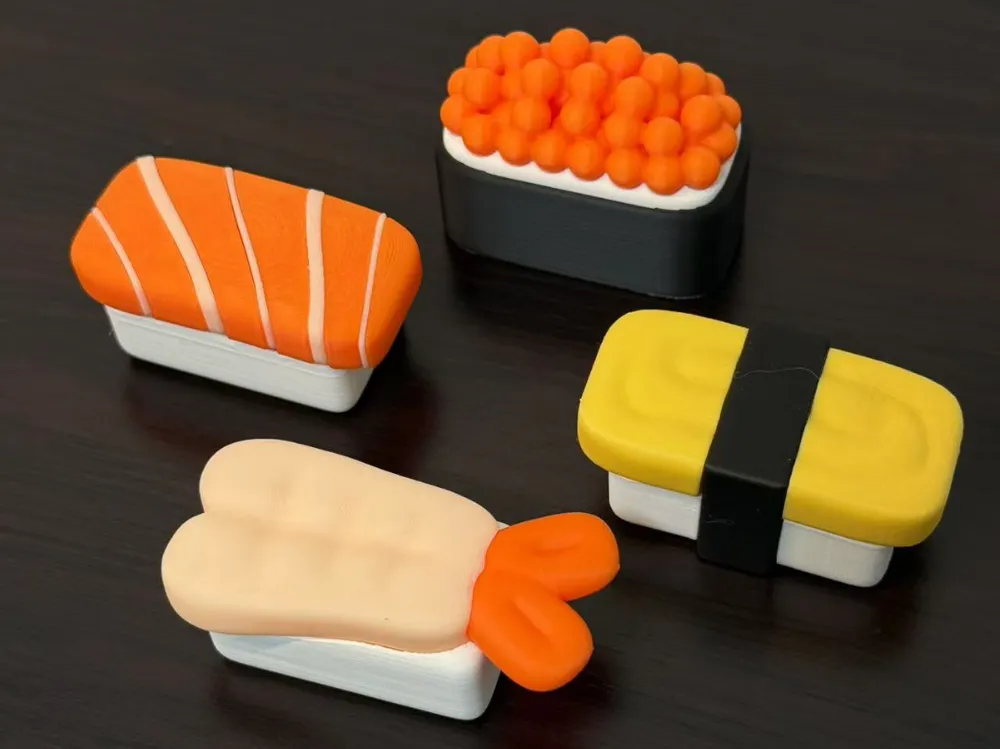 [Salmon+Shrimp+Roe+Tamagoyaki] 4 Super Cute Chibi Sushi Models (NO AMS ...