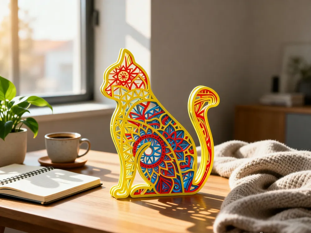 Mandala Meow Realm - Free 3D Print Model - MakerWorld