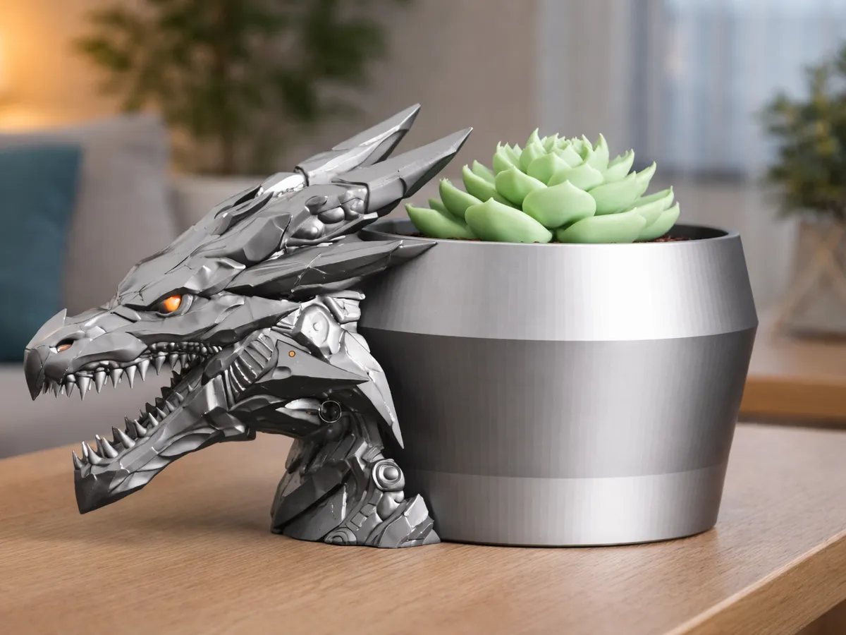 mecha dragon planter - Free 3D Print Model - MakerWorld