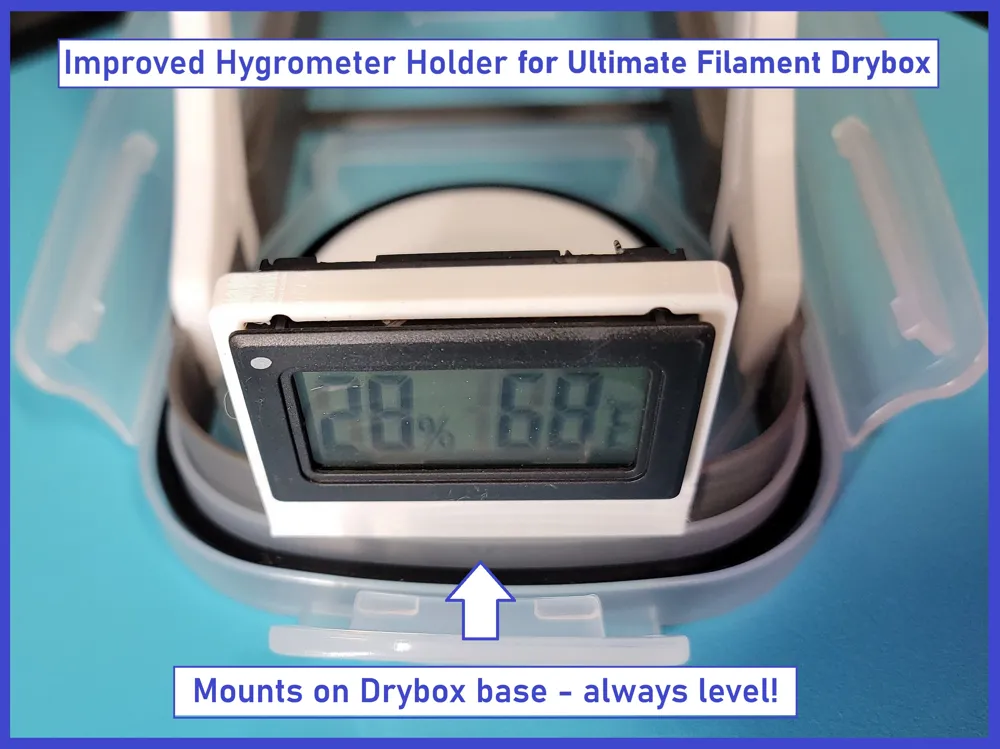 Improved Hygrometer Holder for Ultimate Drybox - Free 3D Print Model ...